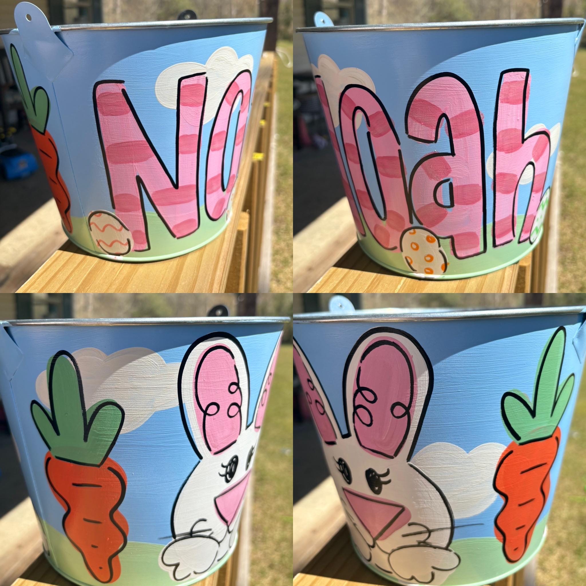 Hand Painted Easter Basket Easter Pail Easter Bucket Kids - Etsy