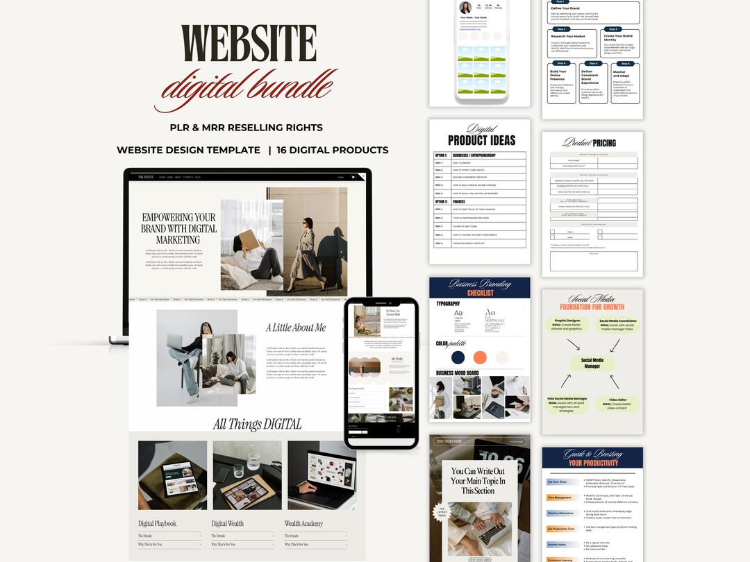 Website Design Template, 16 Digital Product Bundle, Premium Squarespace Website Template, Done ...