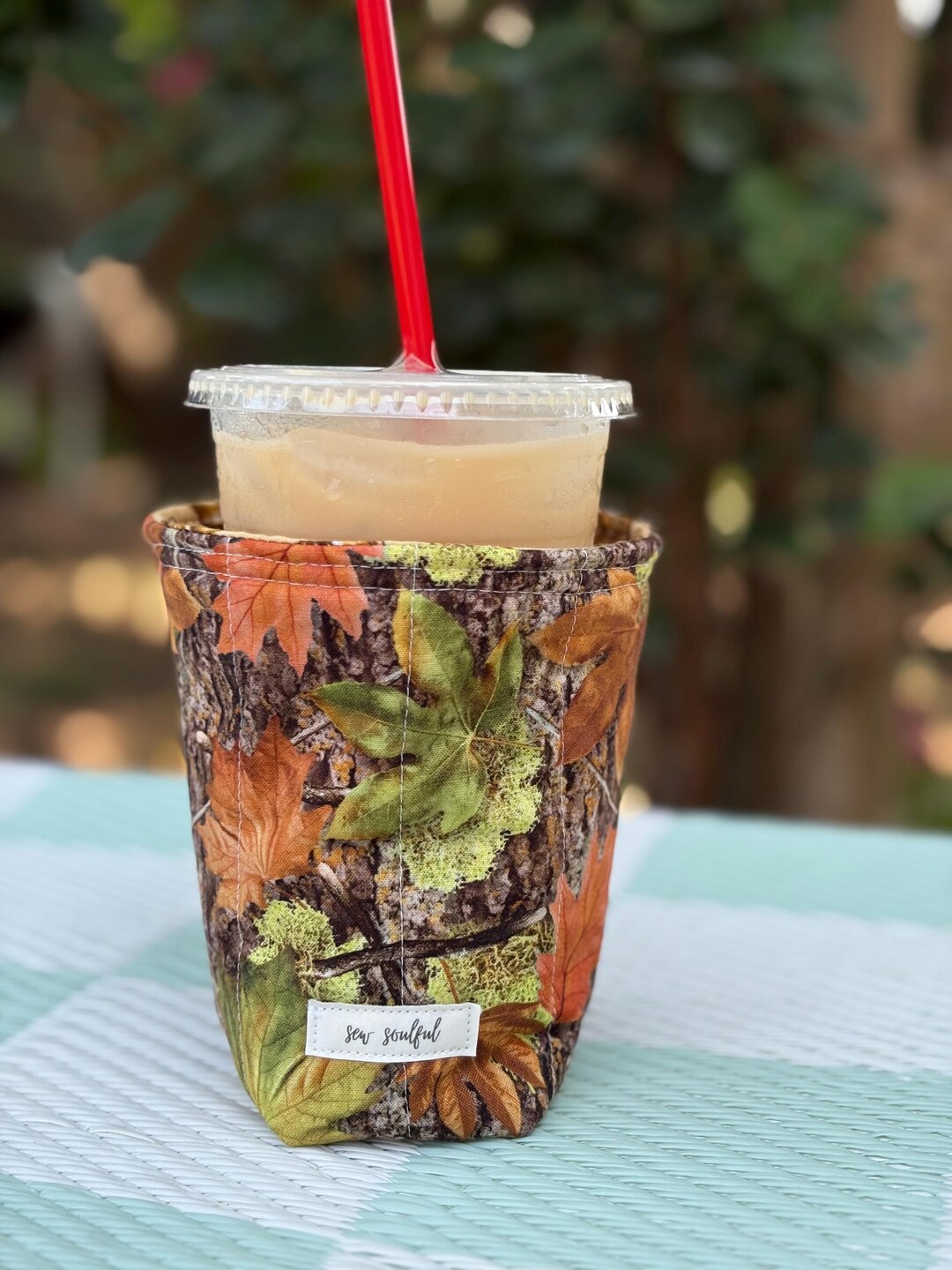 Camo Iced Coffee Cozy | Oversized Reusable Drink Sleeve for Cold Cups ...