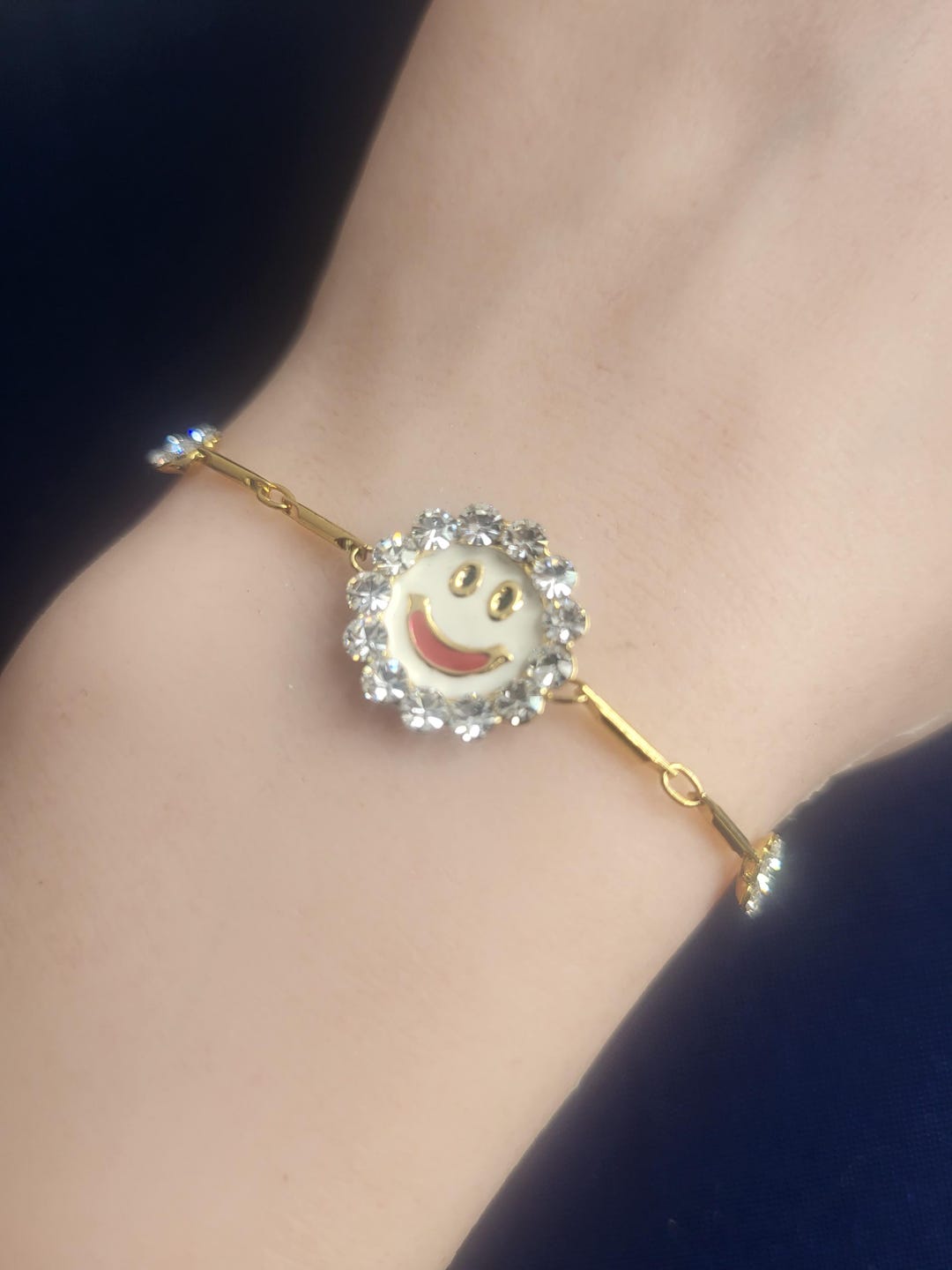 Rhinestone Smiley Face Friendship Bracelet - Etsy