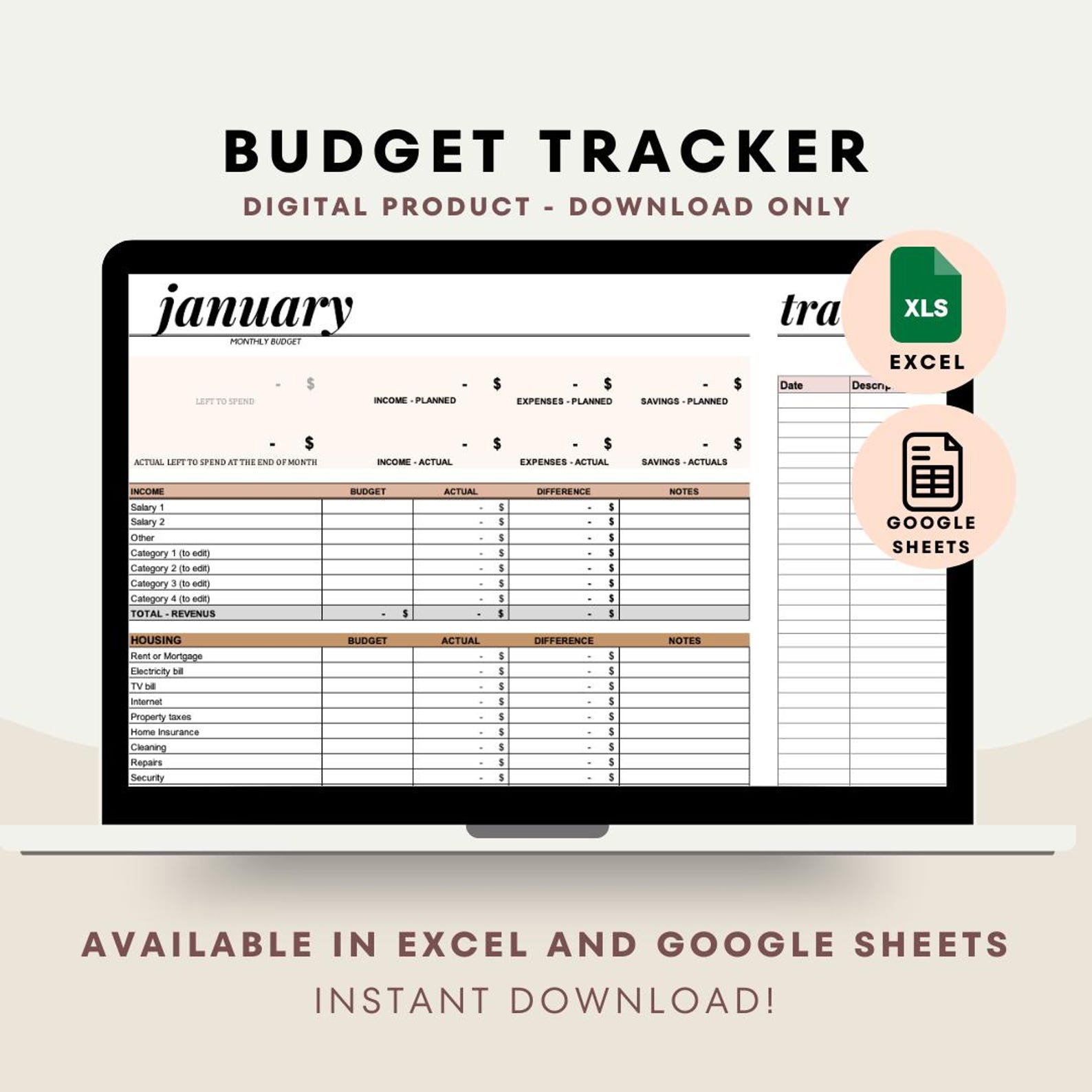 Budget Template - Etsy