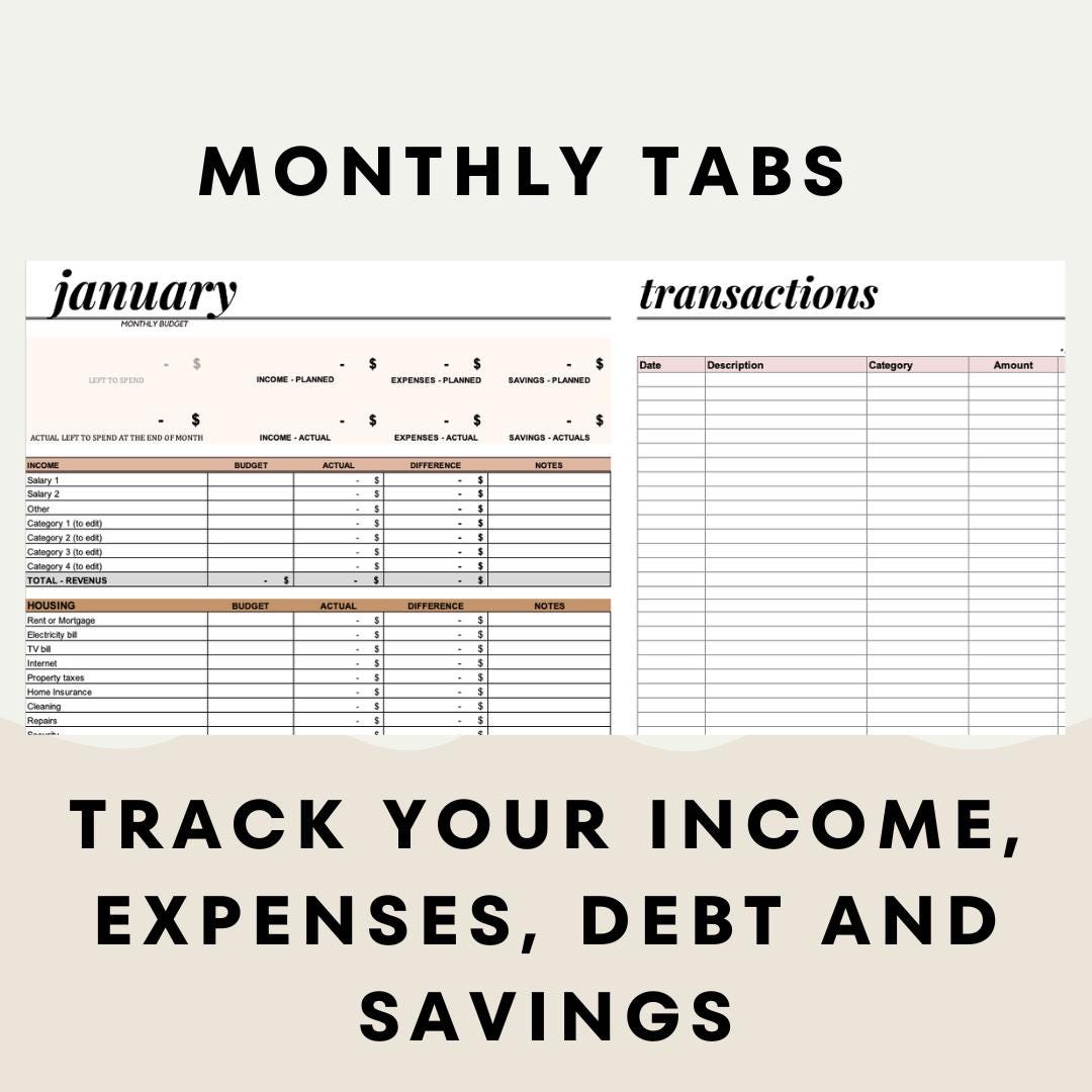 Budget Template - Etsy