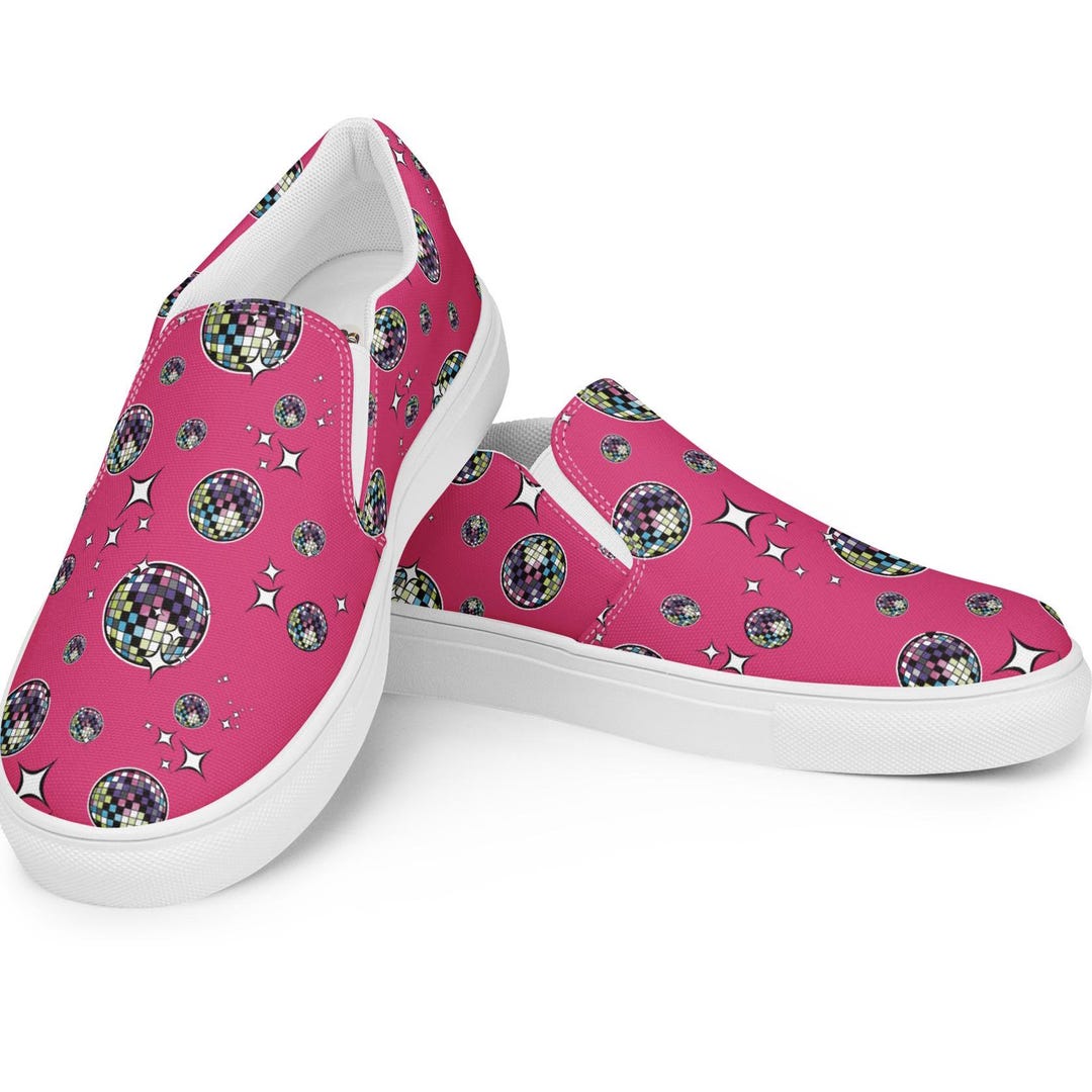 Sparkly Hot Pink Disco Balls - Men’s Slip-on Canvas Shoes - Etsy
