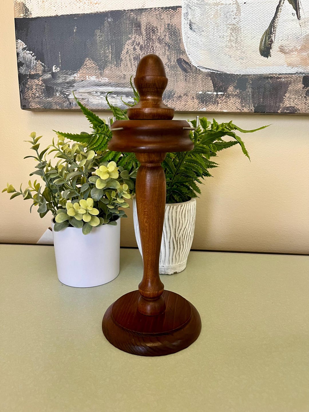 Natural Wood Jewelry Display Stand – 4-prong Holder for Necklaces ...