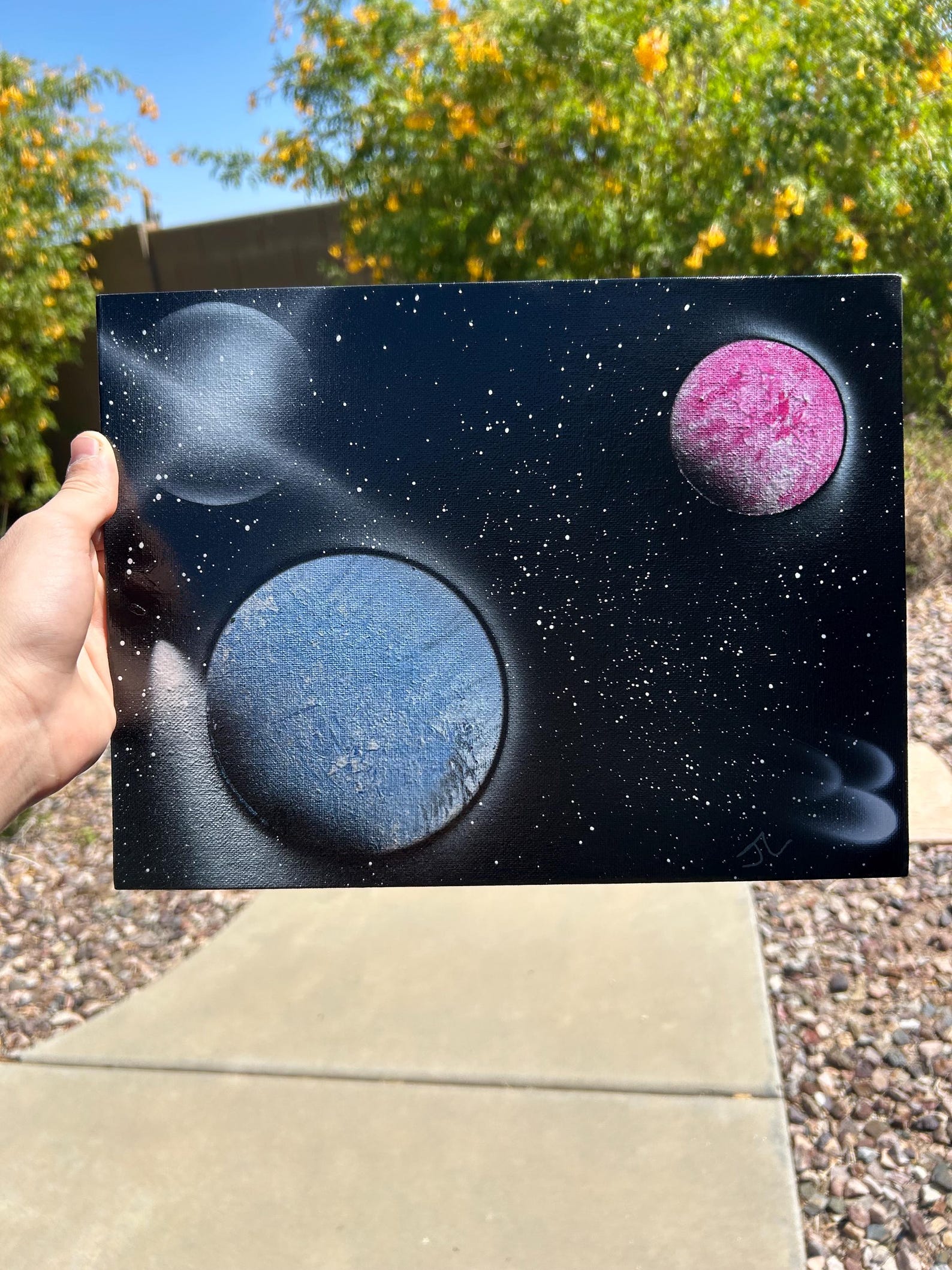 Spray Paint Space Art, Colorful Planets on Canvas (9x12) - Etsy