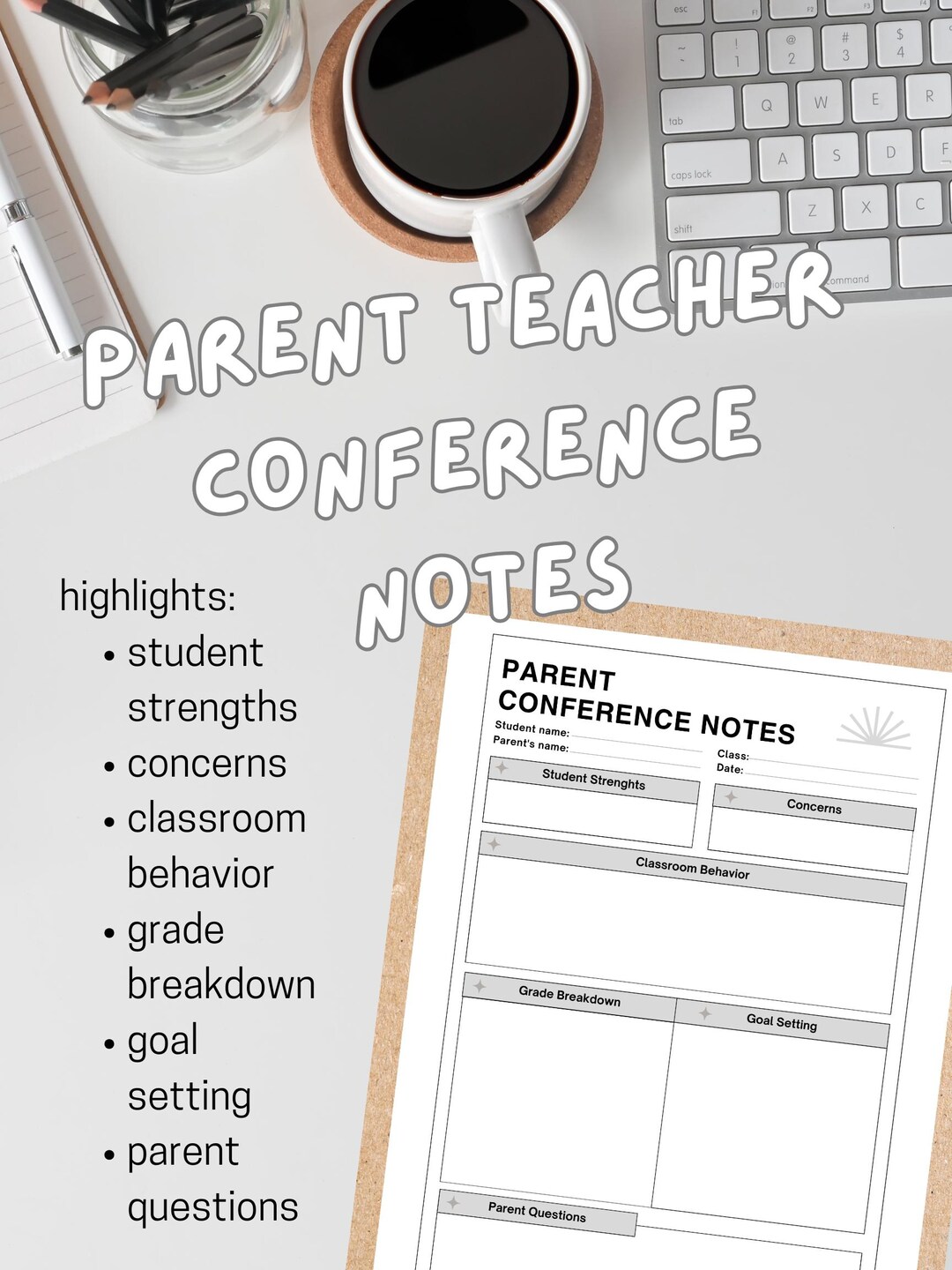 Parent Teacher Conference Notes: Student Goal Setting (PDF Download) - Etsy