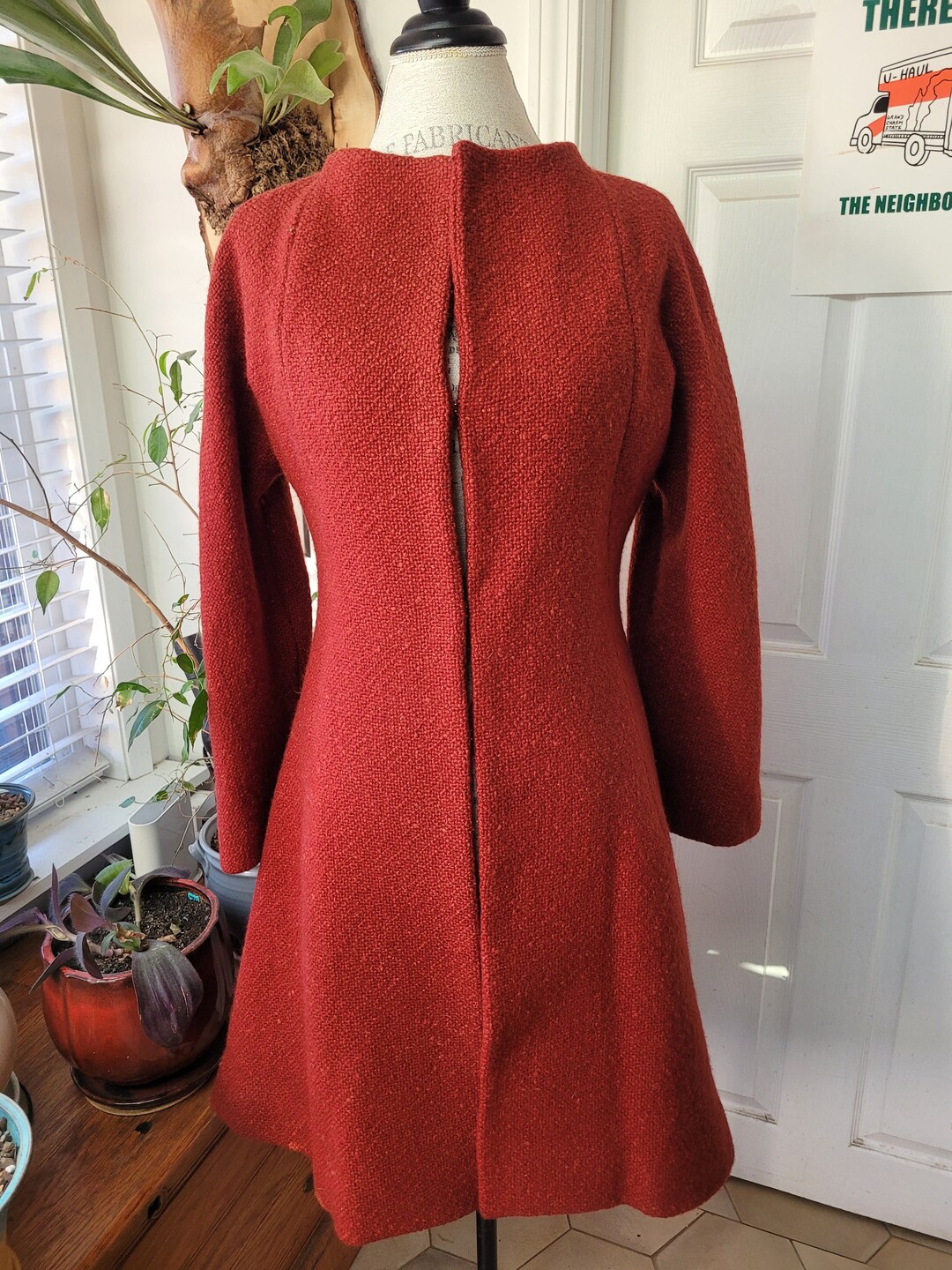 Vintage 1960s Orange Red Carpet Coat A-line Princess Cut, Small/medium ...