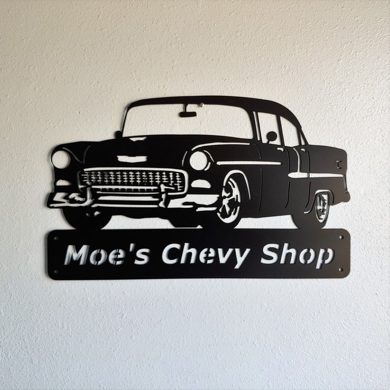 1955 Chevrolet Bel Air 4 Door, Metal Car Sign, Man Cave, Personalized ...