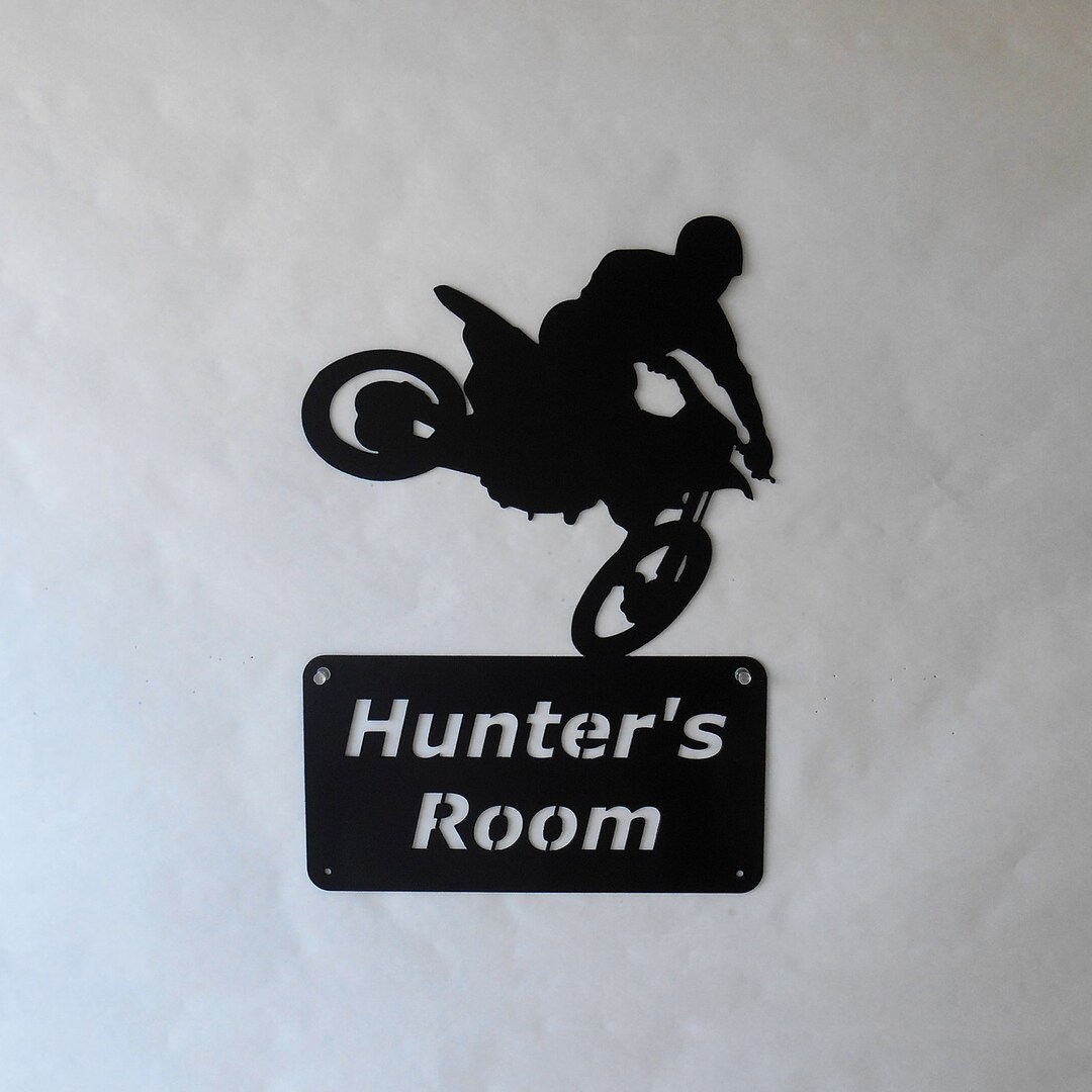 Motocross Racing Motorcycle Personalized Sign Satin Black Bedroom ...