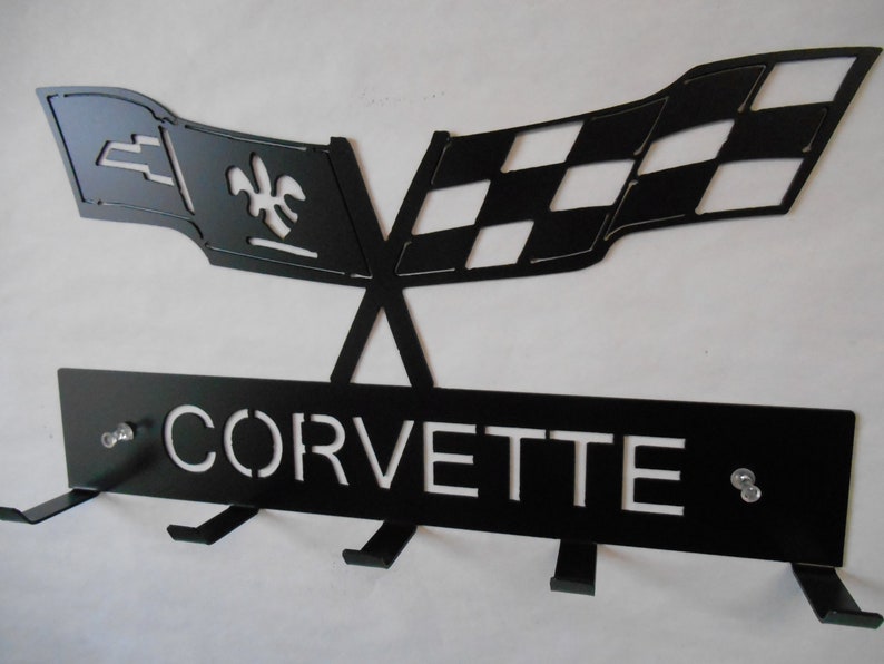 Corvette C3 Style Racing Flags Emblem Key Rack Metal Art Wall - Etsy