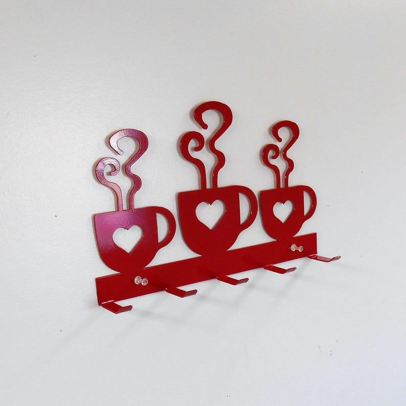 Coffee / Hearts / Metal Wall Hanging / Oven Mitt Rack / Bright - Etsy