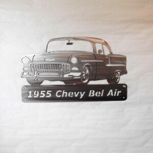 1955 Chevrolet Belair - Metal Car Sign - Man Cave Sign - Personalized ...