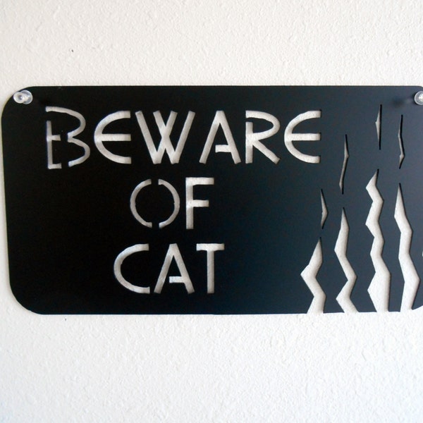 Beware Cat Sign - Etsy
