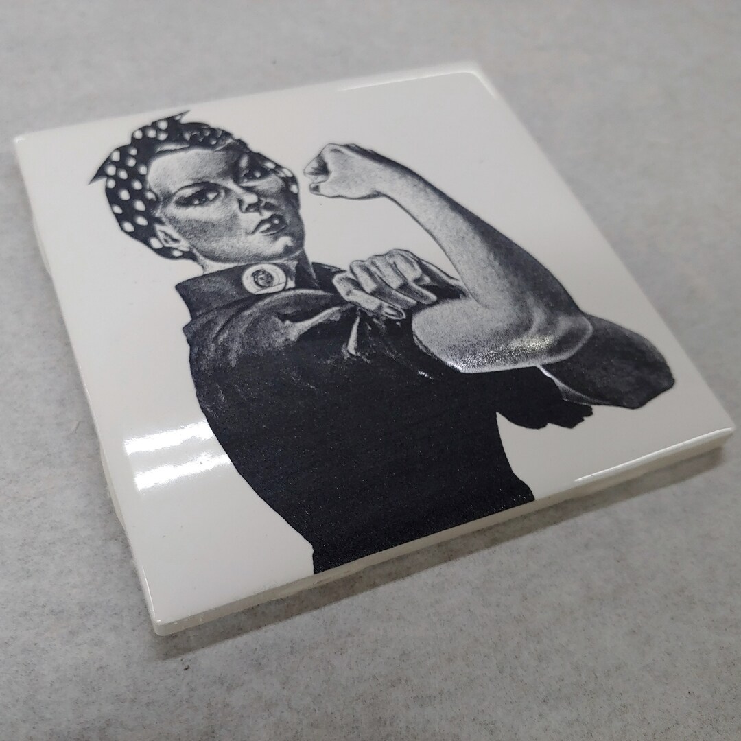 Rosie the Riveter, WW2, WWII, Engraved Ceramic, Glazed Tile, Coaster ...