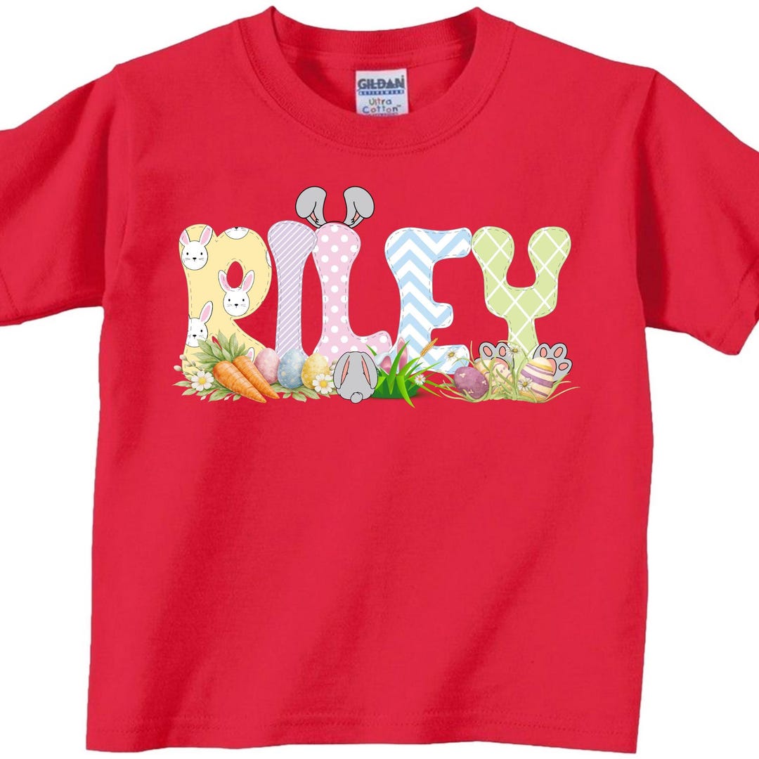 Personalized Easter Doddle Letter Custom Name Tee, Boy Girl Easter T ...