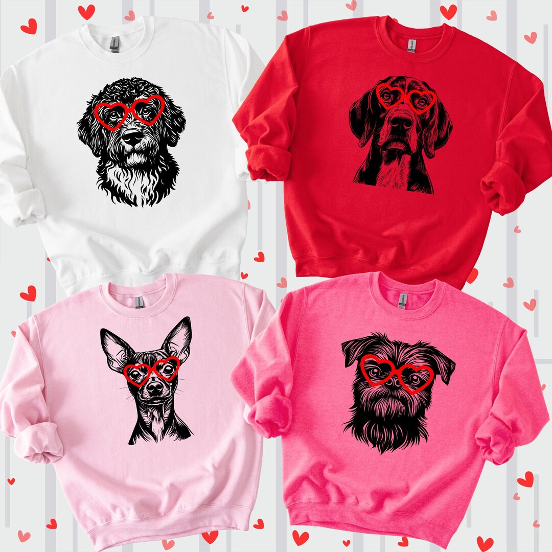 Puppy Love, Valentine's Day Dog Lover Sweatshirt, Crewneck, 240 Breeds ...
