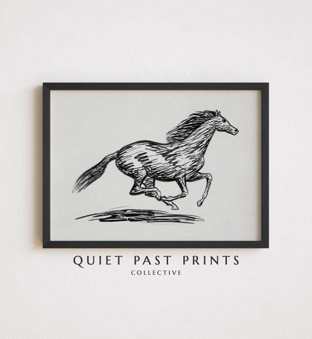 Running Horse Sketch | Dynamic Animal Drawing | PRINTABLE Wall Art ...