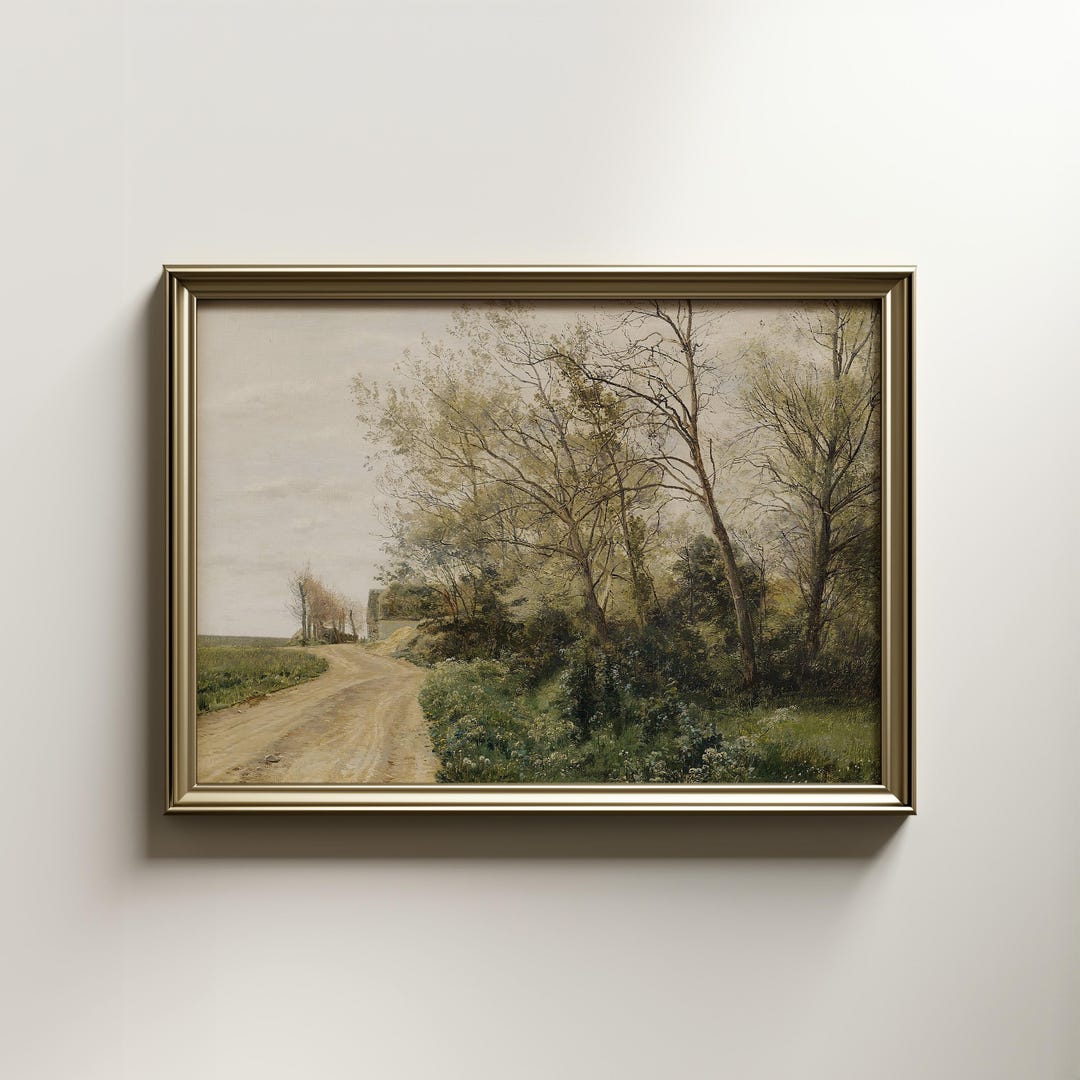 Rustic Farmhouse Landscape Print | Country Road Wall Art (digital ...