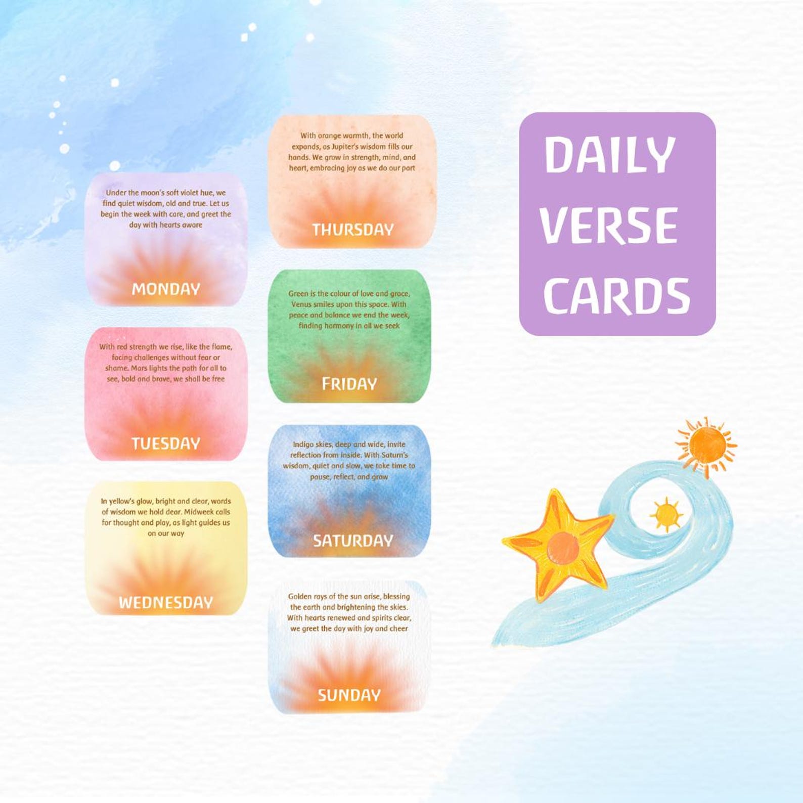 Steiner-inspired Daily Verse Card, Printable Download, Early Years ...