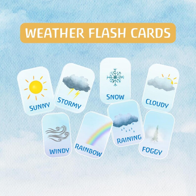 Weather Flash Cards, Printable Download, Early Years Learning ...
