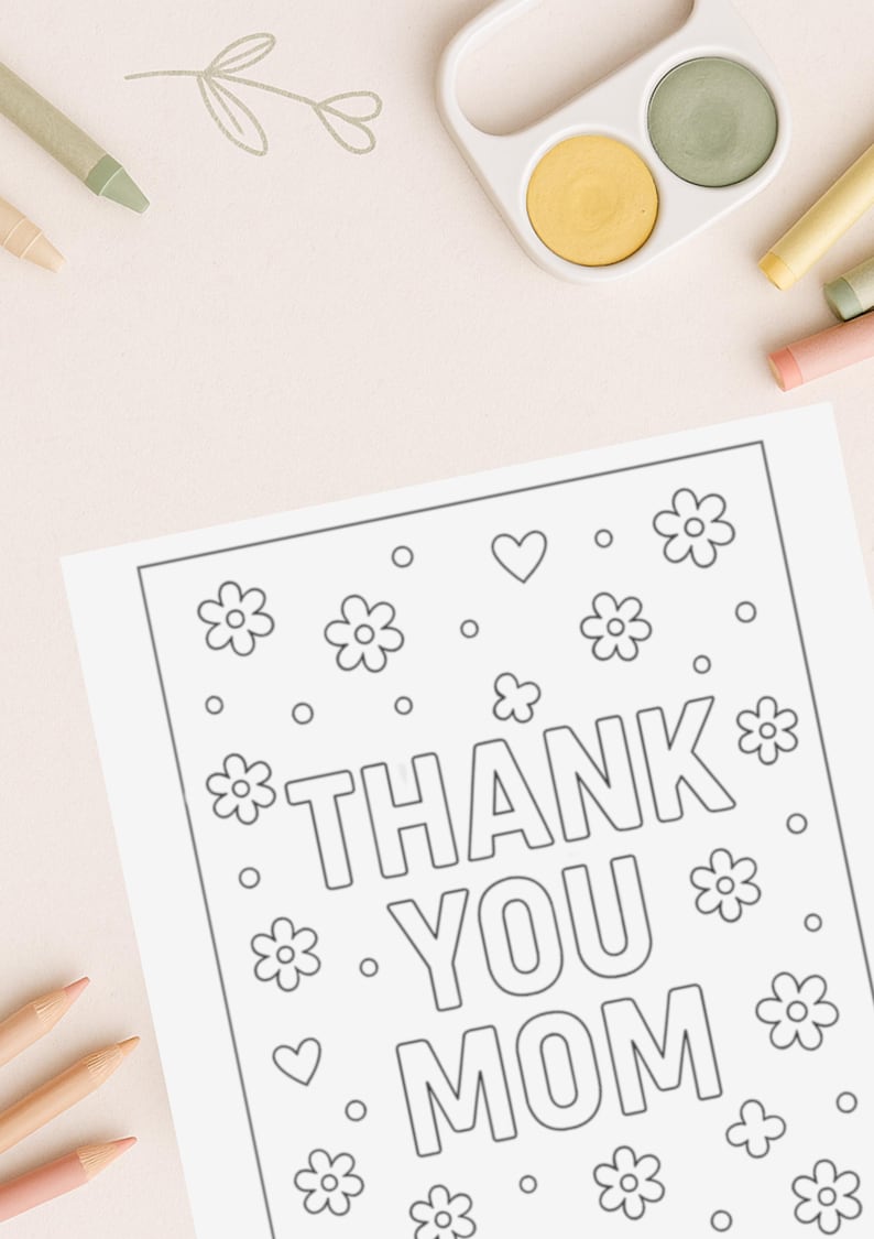Mother’s Day Coloring Page for Kids | Printable Gift for Mom | Cute DIY ...