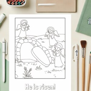 He is Risen Coloring Page | Christian Easter Printable for Kids | the ...