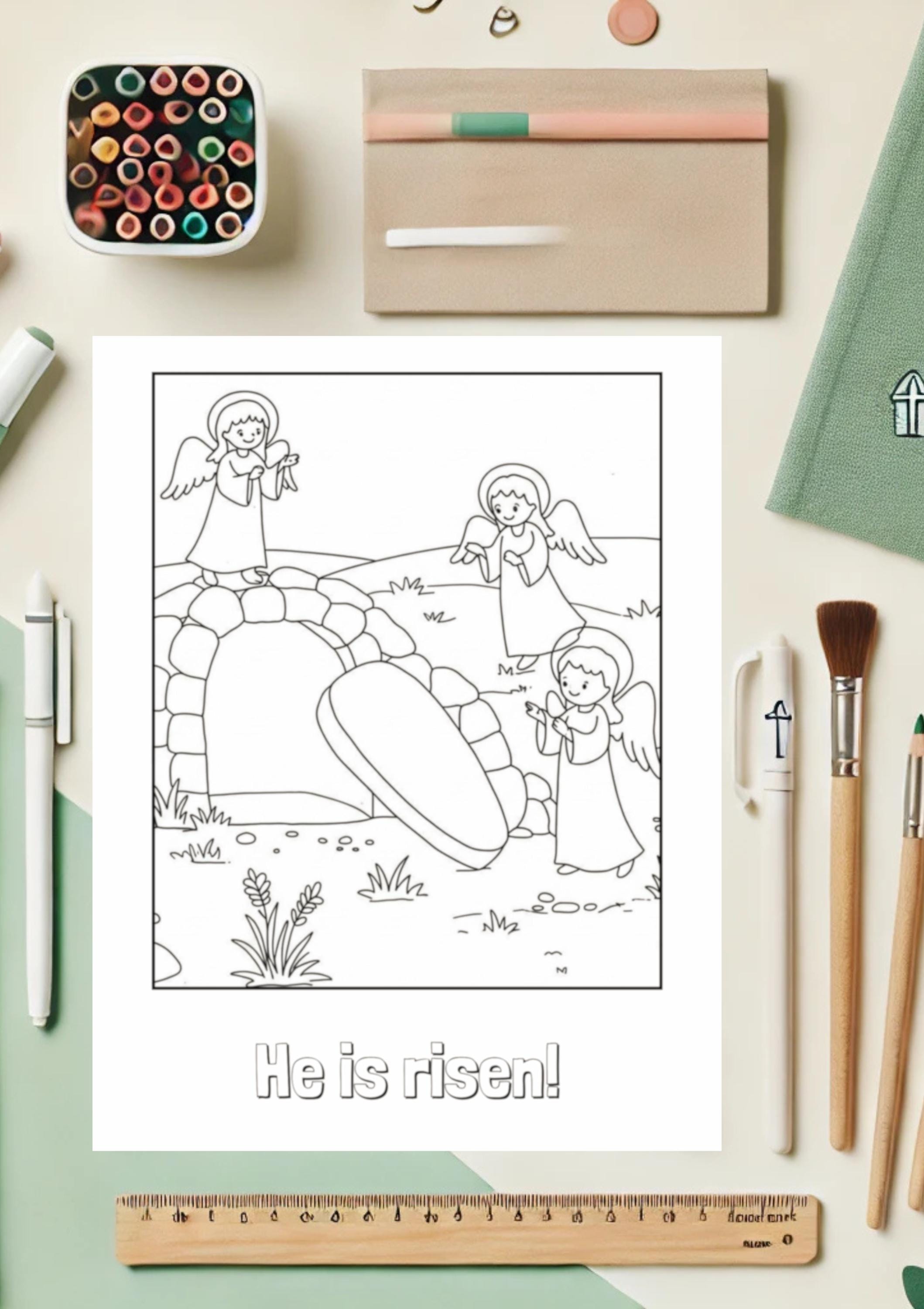 He is Risen Coloring Page | Christian Easter Printable for Kids | the ...