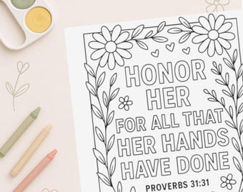 Christian Mother’s Day Coloring Page | Printable Bible Verse Art for ...