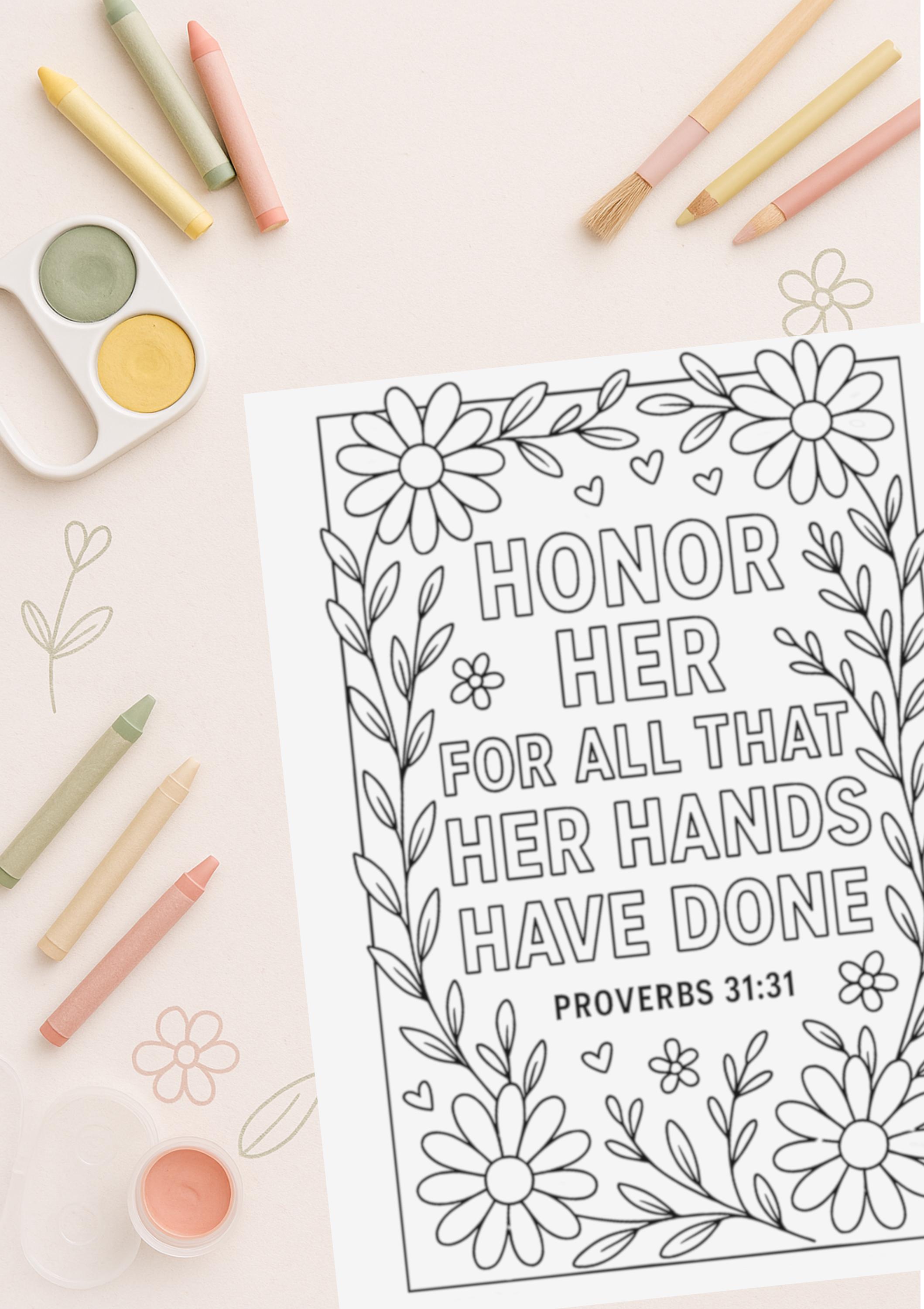 Christian Mother’s Day Coloring Page | Printable Bible Verse Art for ...