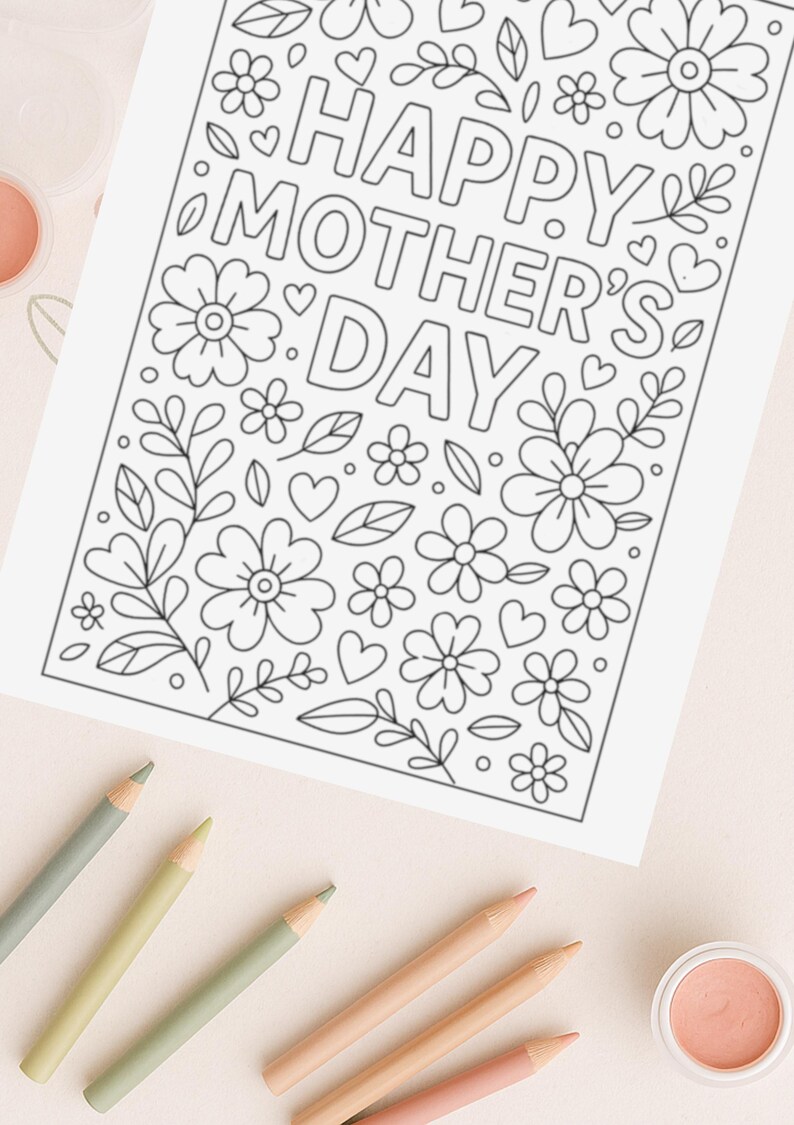 Mother’s Day Coloring Page for Kids | Printable Gift for Mom | Cute DIY ...