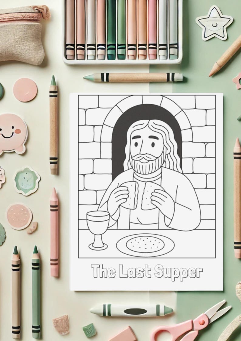 Last Supper Coloring Page | Printable Christian Easter Activity | Bible ...