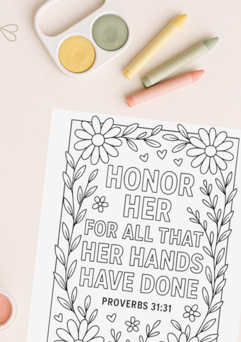 Christian Mother’s Day Coloring Page | Printable Bible Verse Art for ...