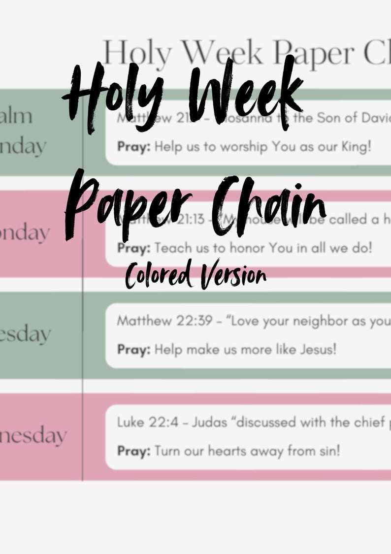 Holy Week Paper Chain | Printable Christian Easter Craft for Kids ...