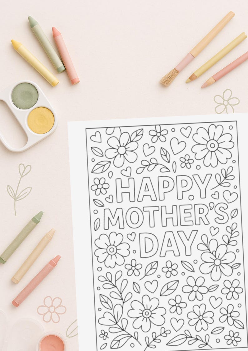 Mother’s Day Coloring Page for Kids | Printable Gift for Mom | Cute DIY ...