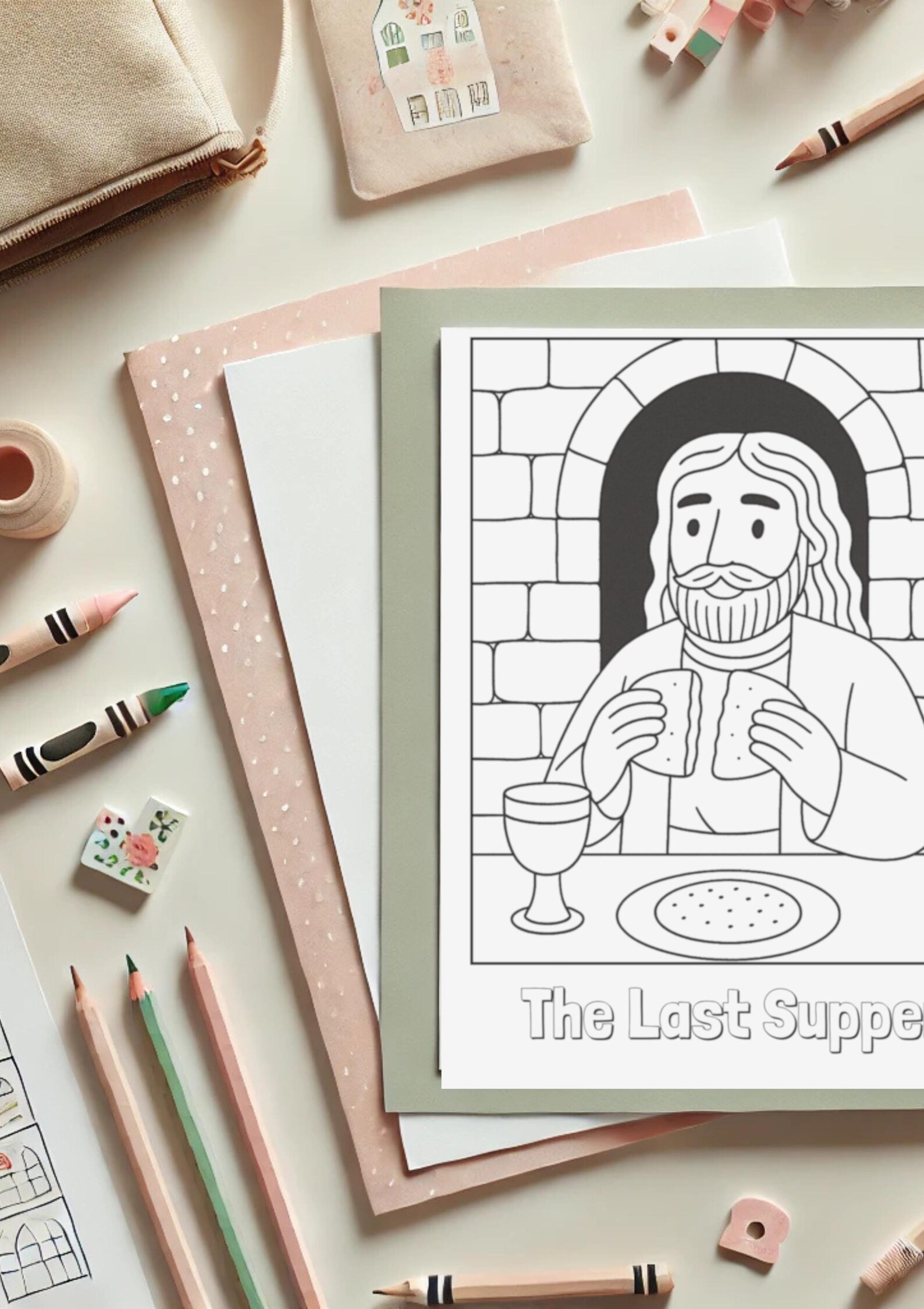 Last Supper Coloring Page | Printable Christian Easter Activity | Bible ...