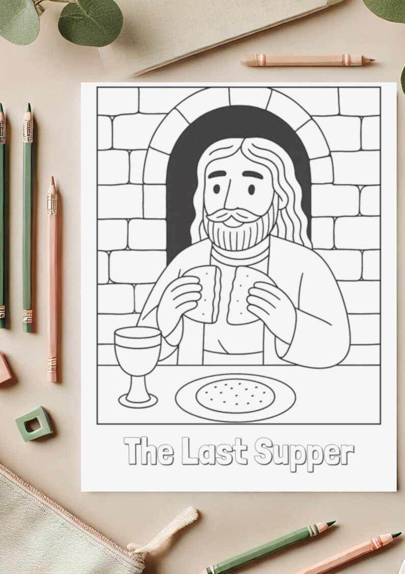 Last Supper Coloring Page | Printable Christian Easter Activity | Bible ...