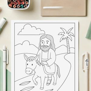 Palm Sunday Coloring Page | Printable Christian Easter Activity | Bible ...