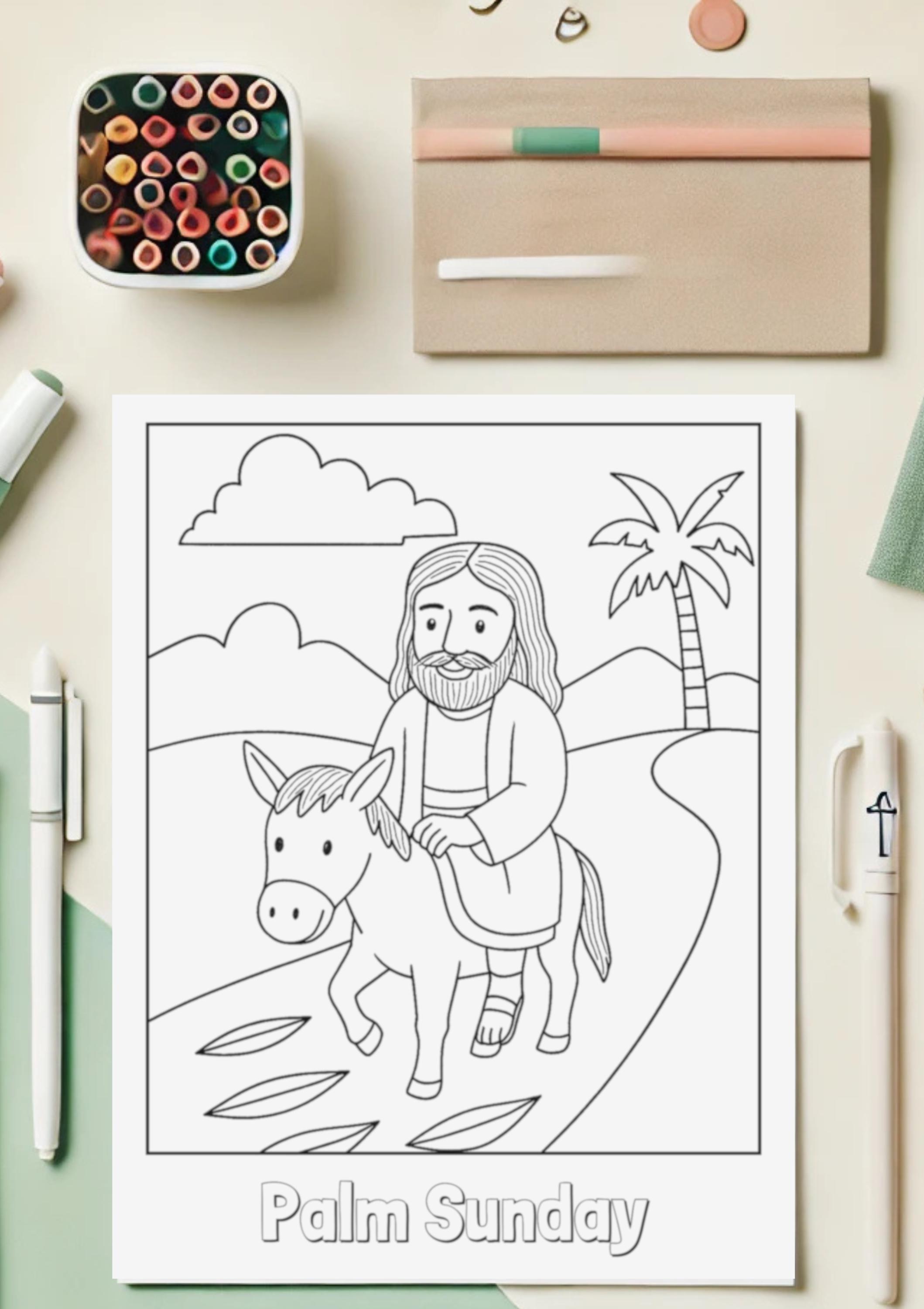 Palm Sunday Coloring Page | Printable Christian Easter Activity | Bible ...