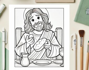 Last Supper Coloring Page | Jesus and Disciples Printable for Kids ...