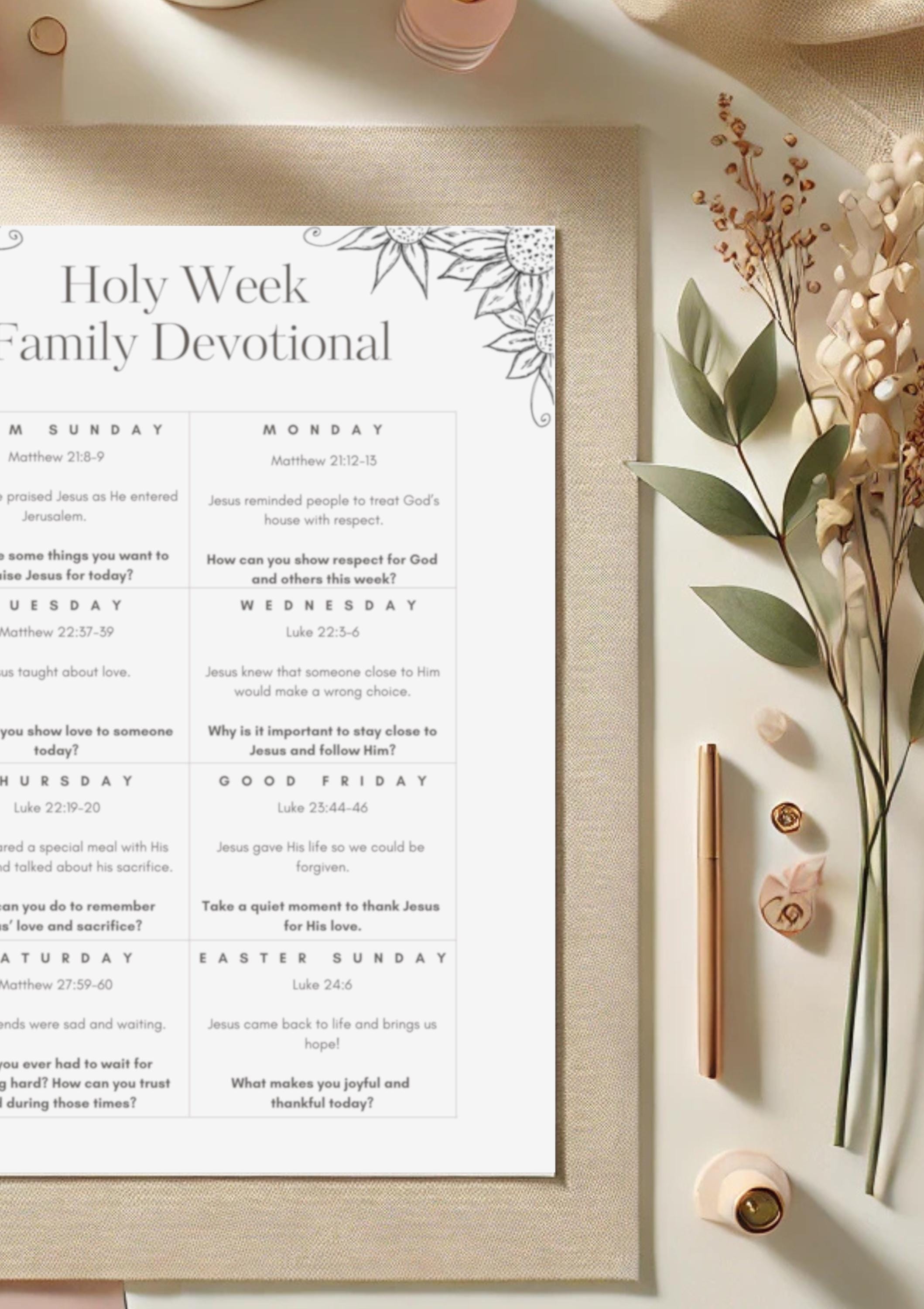 Holy Week Devotional Printable for Kids and Families | Easter Faith ...