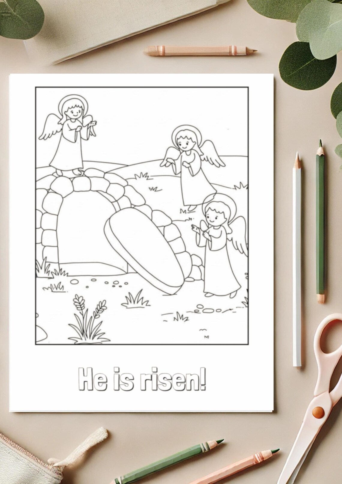He is Risen Coloring Page | Christian Easter Printable for Kids | the ...
