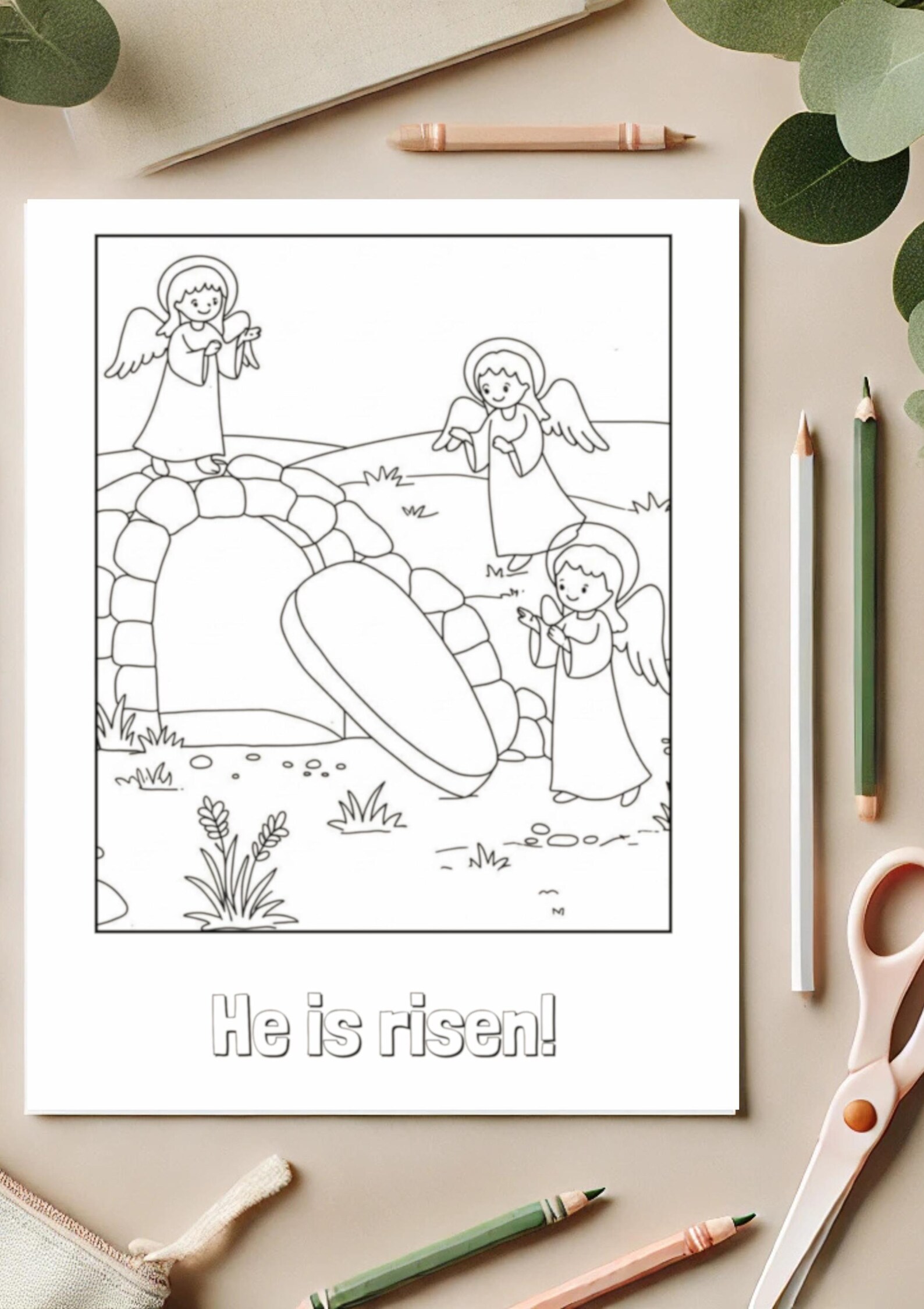 He is Risen Coloring Page | Christian Easter Printable for Kids | the ...
