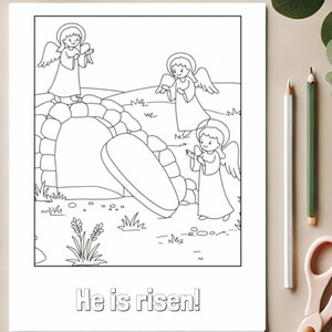 He is Risen Coloring Page | Christian Easter Printable for Kids | the ...