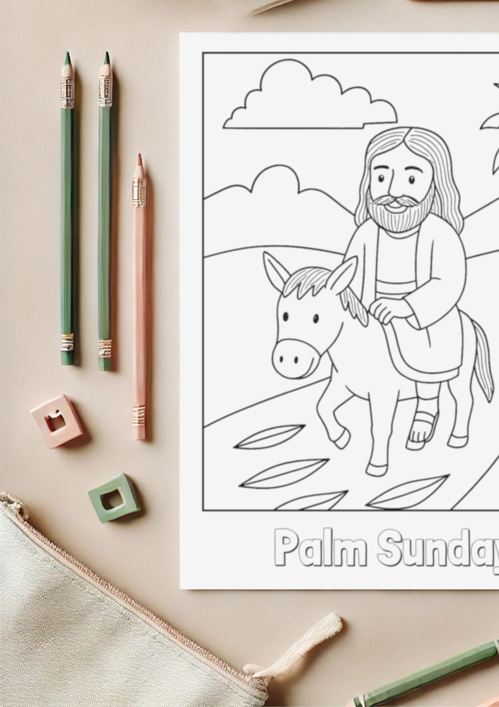 Palm Sunday Coloring Page | Printable Christian Easter Activity | Bible ...