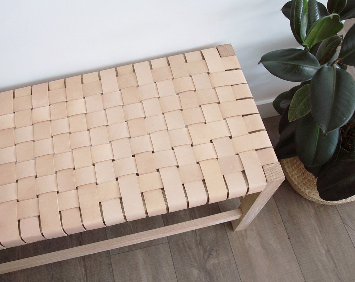 Woven Leather Strap Bench 36 or 48 | Etsy