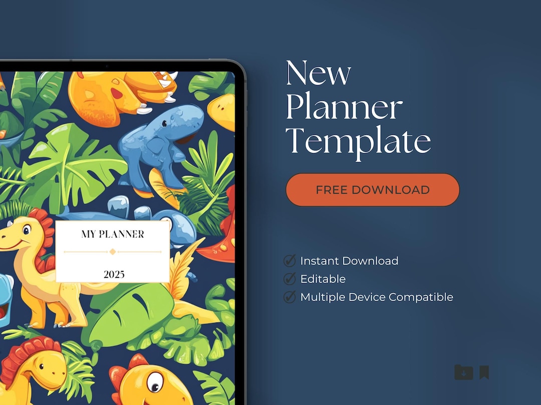 Dinosaur Digital Planner | 2025 Undated Calendar & Notes | Cute ...