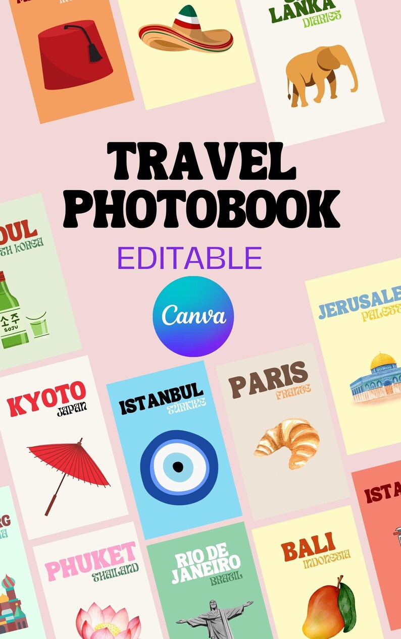 Travel Book Cover + Canva Photo Template (JPG) - London | Paris - Etsy