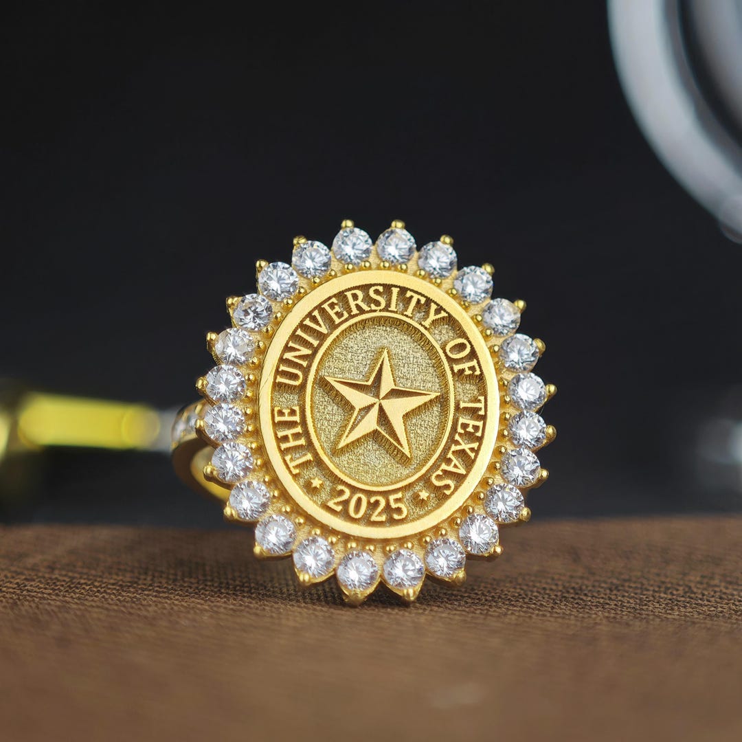 Personalized University Graduation Ring in Silver & Gold – Custom ...