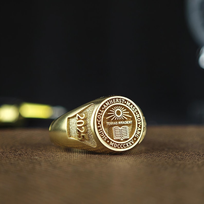 Custom Engraved Initial Signet Ring - Gold & Silver Personalized ...