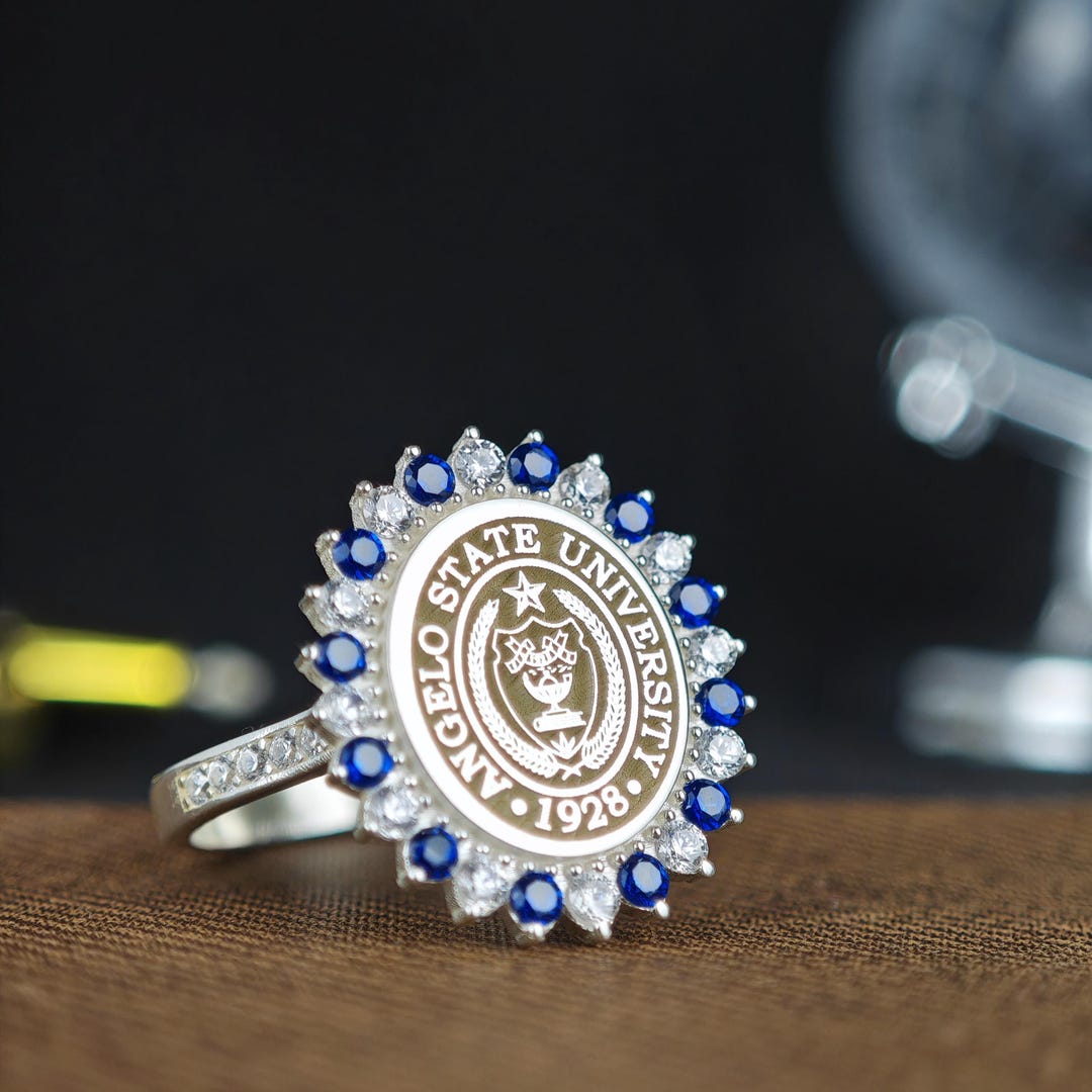 Custom College Ring for Women,personalized University Crest or Logo,925 ...